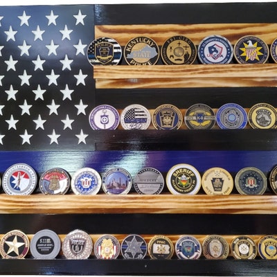 AMERICAN FLAG / Challenge Coin Display Flag Optional / Wood Flag - Etsy