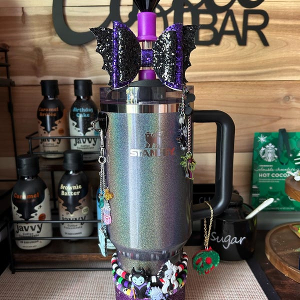 Black Glitter Straw Bow Straw Bow Topper Starbucks Straw Accessory ...