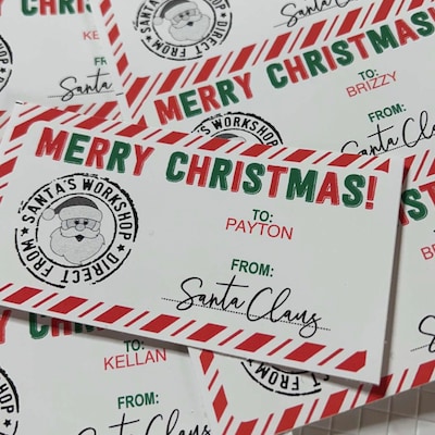 Christmas Gift Labels Template Printable Santa's Workshop Stickers Tags ...