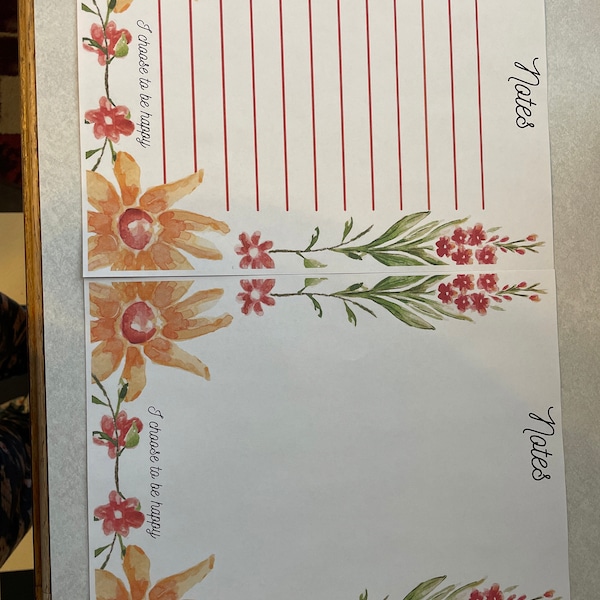 Flower Notes, Printable Stationery, Instant Download, Printable Note ...