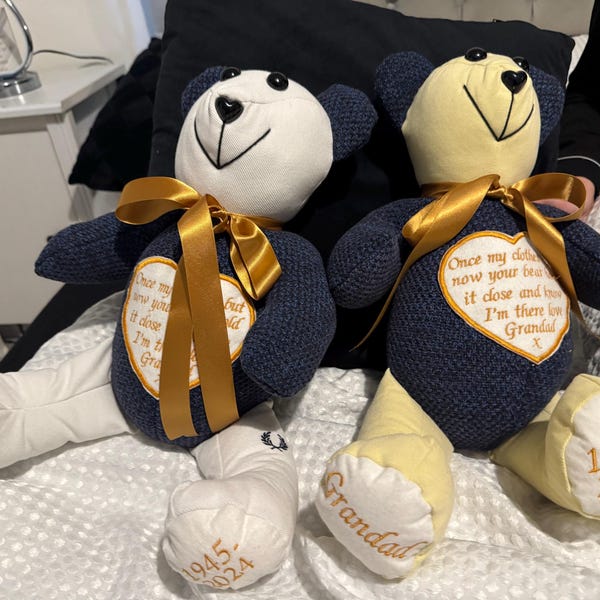 Memory Bear Handmade Personalised Keepsake Remembrance Bereavement Bear ...