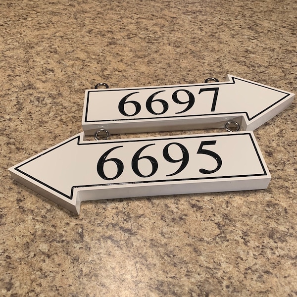 Custom Carved Arrow Shaped House Number Sign Pointing Left or Right, up ...