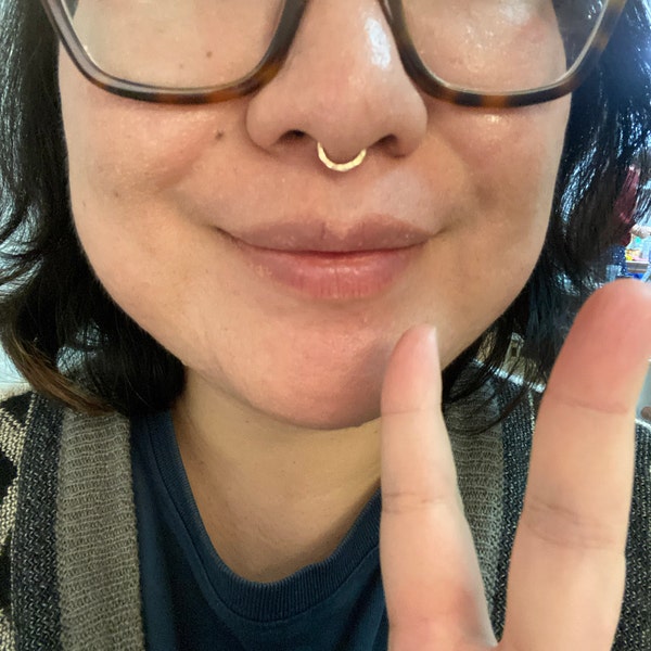 Hammered Gold Nose Ring, Snug Nose Hoop, Septum Ring 14k Gold Filled ...