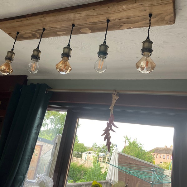 Rustic 3/5 Pendant Wooden Plank Light - Etsy UK