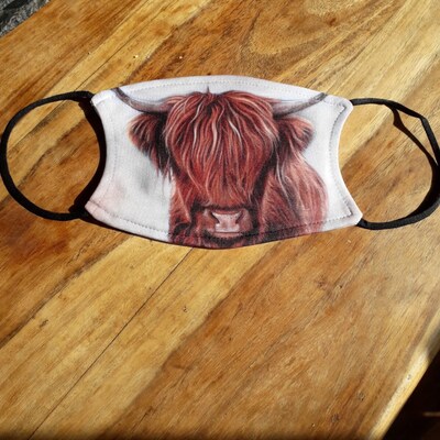 Highland Cow angus Face Mask/covering With/without Nose Wire and 2 Free ...