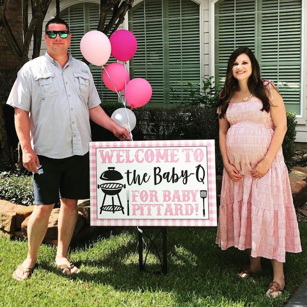 Pink Baby Q Baby Shower Sign, Pink Barbeque Baby Shower Yard Sign, Baby ...
