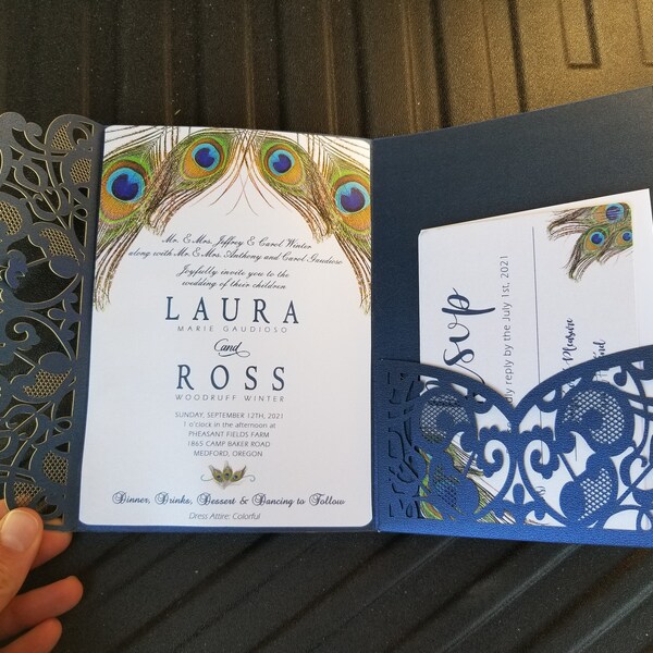 Peacock Wedding, Peacock Wedding Invitation Suites, Vintage Peacock ...