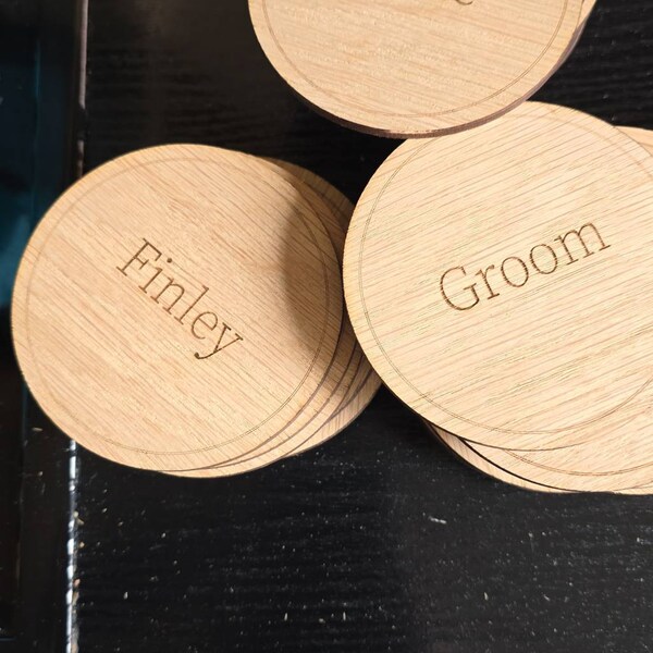 Personalised Oak Napkin Rings Wedding Place Settinglaser Engraved Table ...