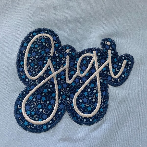 Gigi Hand Lettered Zig Zag Stitch Double Applique Design for Machine ...