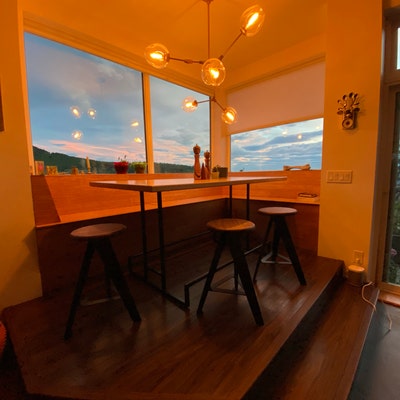 Bar Height, Windmill Stool, Metal Base, Solid Wood Seat, Swivel and ...