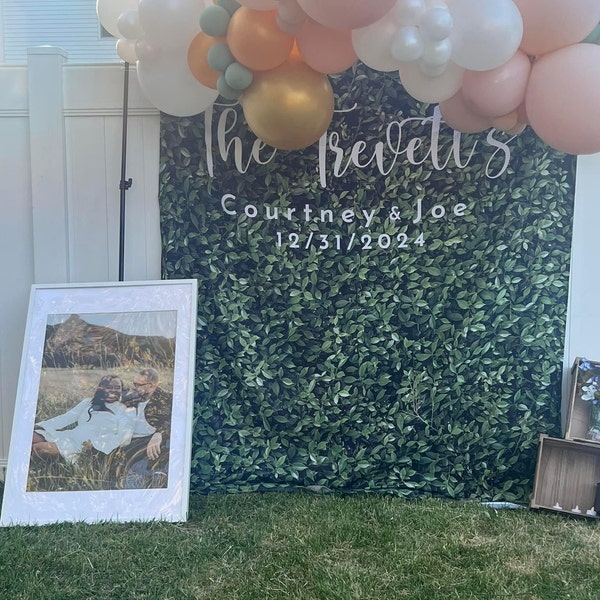 Engagement Banner, Hedge Wall Sign, Hedge Wedding Backdrop, Engagement ...