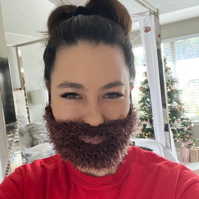 Fuzzy Beard in ORANGE Hand Crochet, Handmade Beard and Mustache Only ...