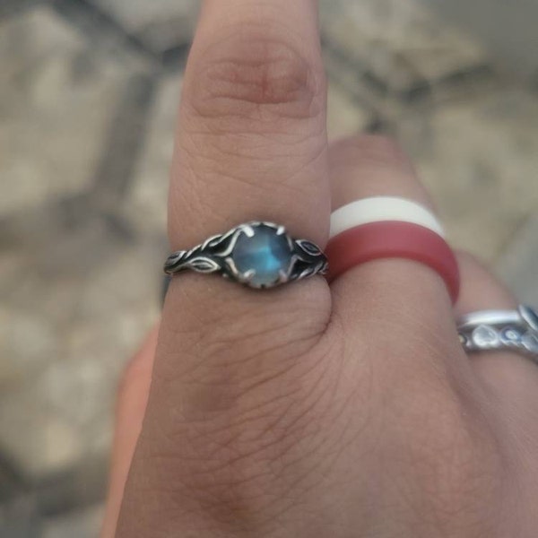 Labradorite Ring “tika” Sterling Silver Twig Engagement Ring, Leaf ...