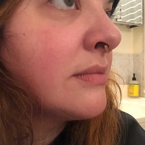 Yellow Gold Triple Stacked Septum Ring ~ 3 in 1 Nose Hoop ~ Piercing ...