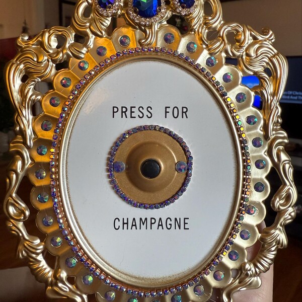 Custom Gold AB Rhinestone Champagne Sign Doorbell Ringing Functional ...