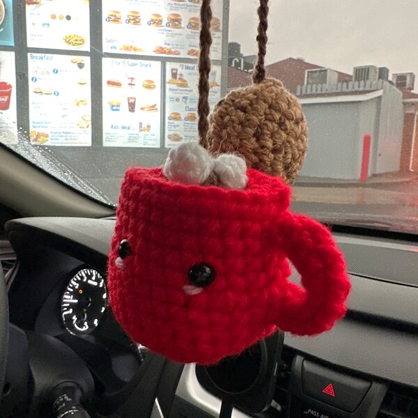 Crochet Hearts Car Hanger, Crochet Car Hanger, Crochet Car Accessory ...