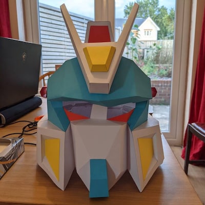 DIY Papercraft Gundam Helmet,gundam Cosplay,gundam Mask,lowpoly Helmet ...
