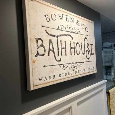 PERSONALIZED Custom Bath House Sign Bathroom Art Family Name and Co ...