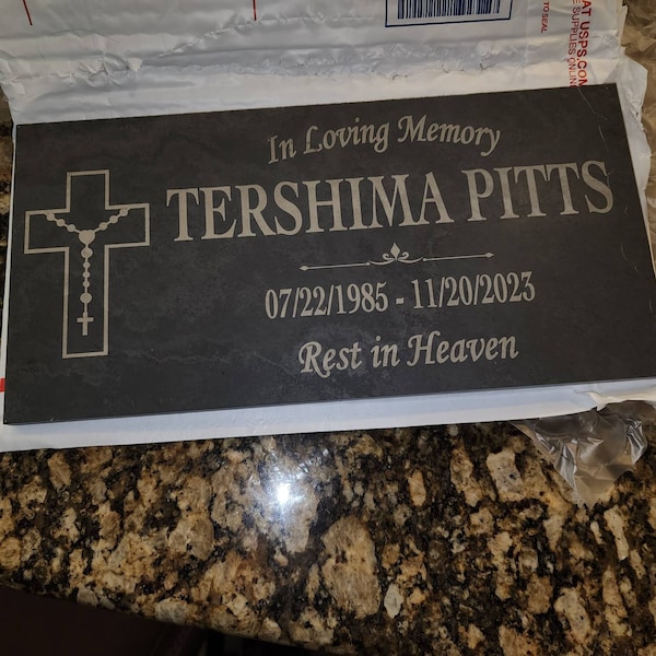 Memorial Stone Gray Slate for Mom Dad, Personalized in Loving Memory ...