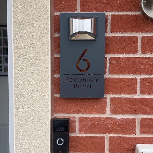 Beautiful Grey Mirror House Sign With Solar Light Laser Acrylic Marble ...