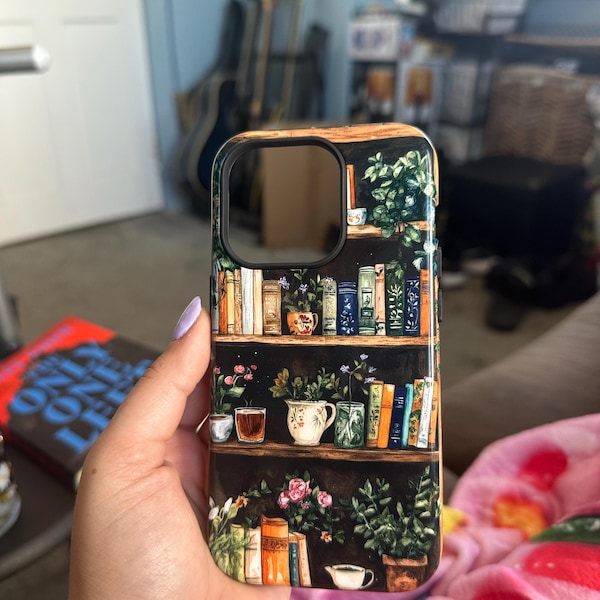 Floral Bookcase Art Cover Case for Iphone, Google Pixel, Samsung ...
