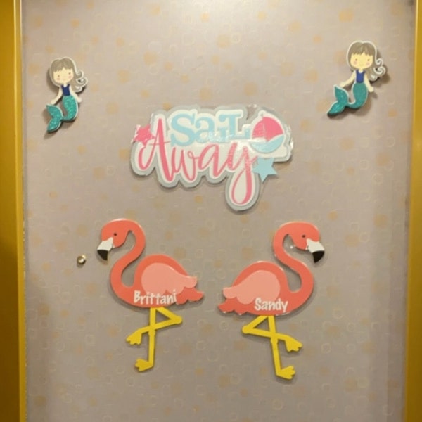 3 Piece Set Sail Away Sign and Personalized Flamingo Magnets for Your ...