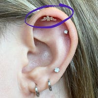 14K Gold Vertical Dangle Hidden Helix Piercing/threadless Push Pin Flat ...