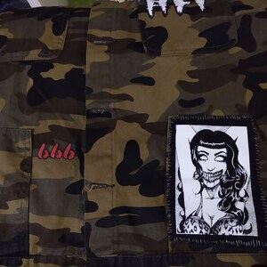 Creepy Pinup Girl Screen Printed Sew on Punk Patch White Ink on Black ...