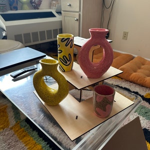 Rotating Display Stand, 3 Tier Wooden Organizer, 4-sided Display Rack ...