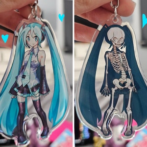 Double-sided Hatsune Miku Skeleton Keychain - Etsy