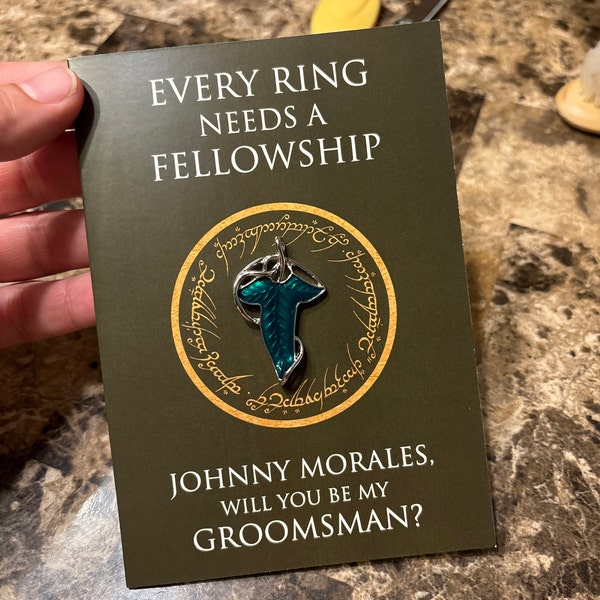 Will You Be My Groomsman Card With Keepsake Elf Leaf Pin, Fellowship ...