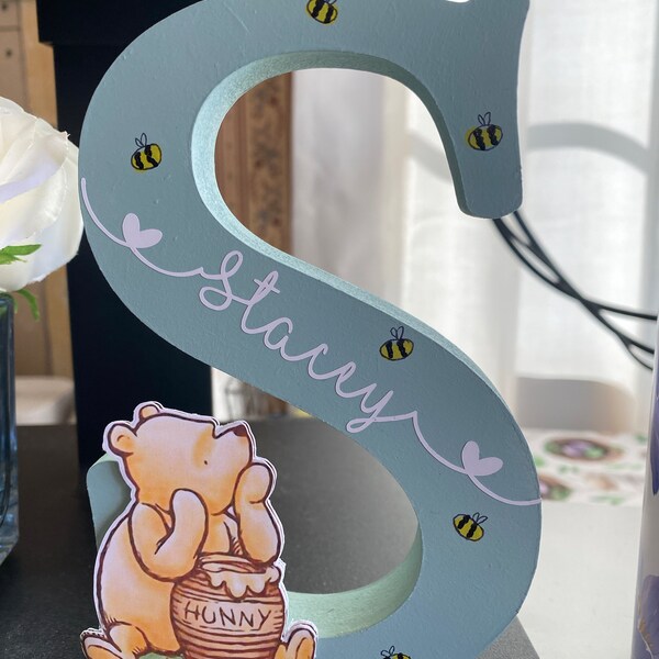 Personalised Wooden Letter, Handmade Wooden Freestanding Winnie the ...