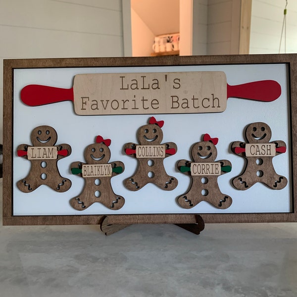 Personalized Gingerbread Family Wood Sign, Gingerbread Grandchildren ...