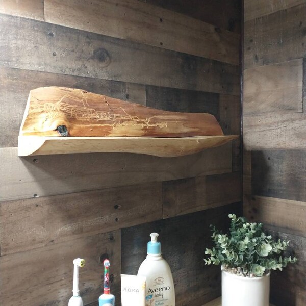 LUXURIOUS LOCUST Live Edge Floating Shelves, 10 to 24 In. Long. From Reclaimed Wood, Unique ...