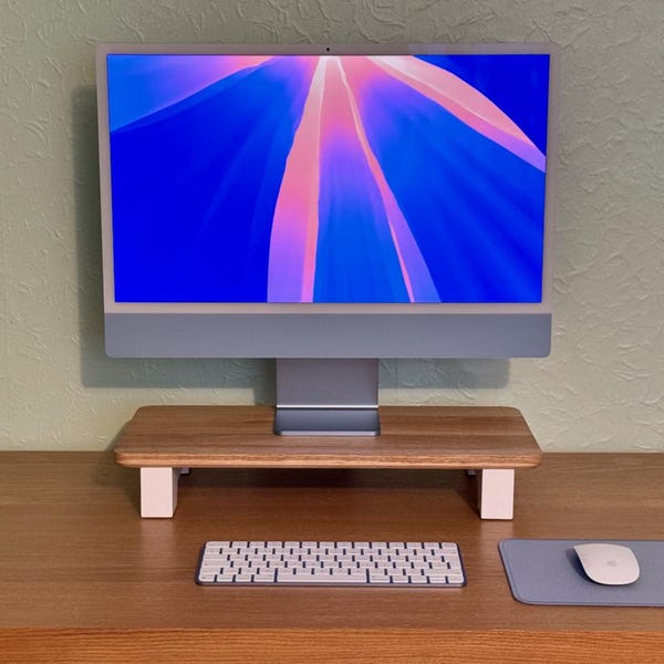 Solid Oak Monitor Stand Custom Size / Shelf / Raiser/ Home Office/ Imac ...