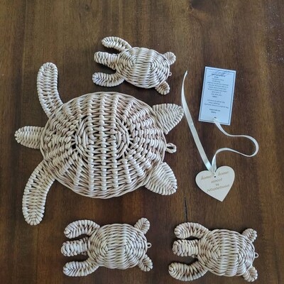 Turtle Wicker Hanging Decor Wicker Nautical Wall Decor Beach - Etsy