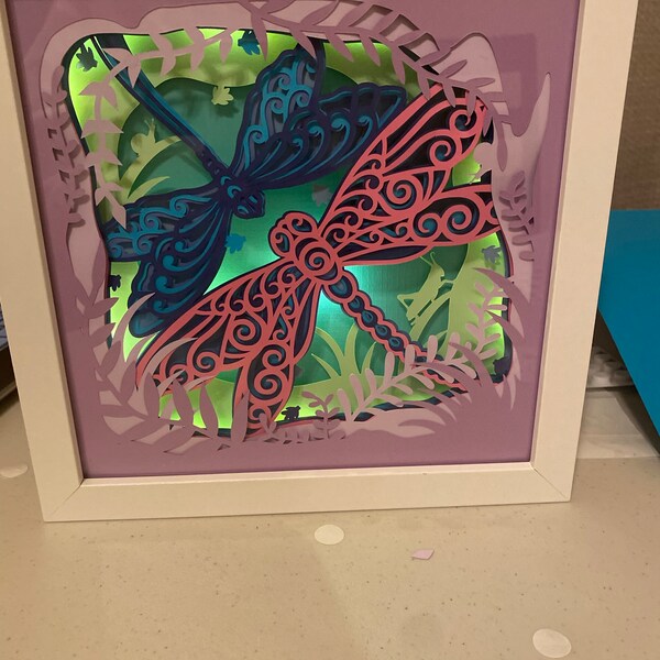 Dragonflies 3D Shadow Box SVG/ Multilayer Dragonfly Mandala/ 3D Layered ...