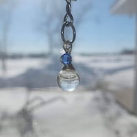 Sterling Silver Glass Ball Pendant With Loop Caps NEW CAP SIZE 10/12/14 ...