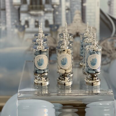 PRINTED Princess CINDERELLA Birthday Party Round Stickers Scalloped ...