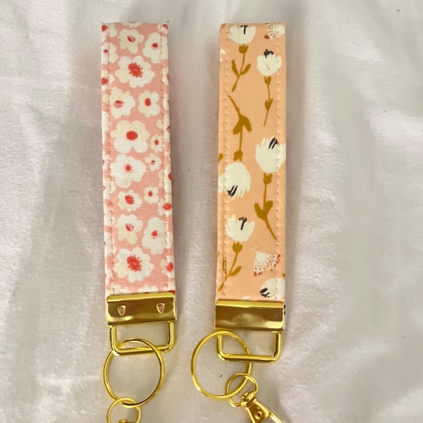 Pink Boho Wristlet Keychain, Gold Key Fob Wristlet, Keychain Wristlet ...