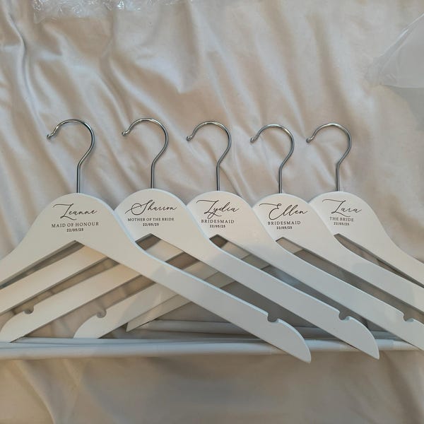 Engraved Hangers for Wedding, Personalised White Coat Hanger for Bride ...