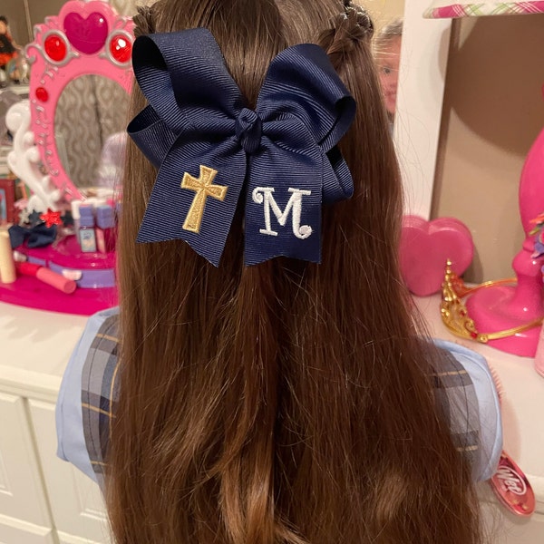 You Choose Colors...monogrammed Medium or Large Hair Bow W/ Back to ...
