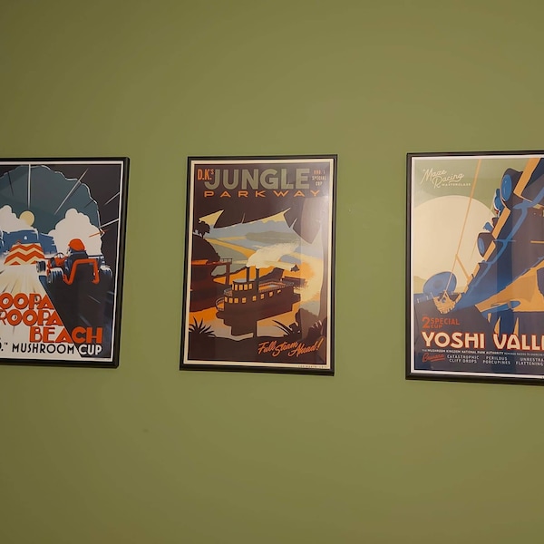 Mario Kart Inspired Yoshi Valley Vintage Style Artwork - Poster Print ...