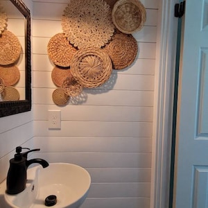 Ivory and Rust Boho Basket Wall Decor Set 7-piece Handwoven Bohemian ...