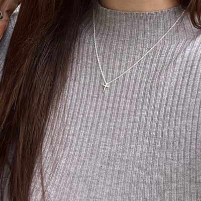 Silver Cross Necklace, Tiny Cross, Sterling Silver, Gold Cross, Rose ...