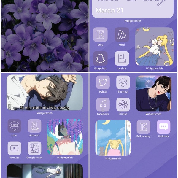 Lavender Ios App Icon Pack | 300 Unique Icons in 4 Colors Each + 20 ...