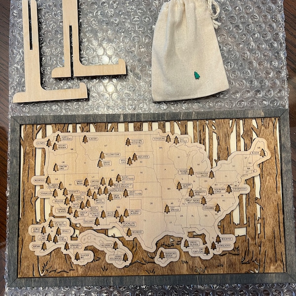 National Parks Travel Map - Shelf Decor - Gift for Travelers - USA ...