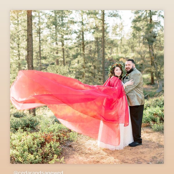 Red Tulle Cape, Sheer Hooded Cloak, Wicca Cloak, Fantasy Elven Cape ...
