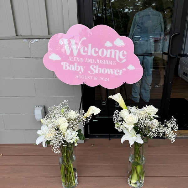 Welcome Baby Shower Sign, Cloud Themed Cloud Shaped Sign, Personalized ...