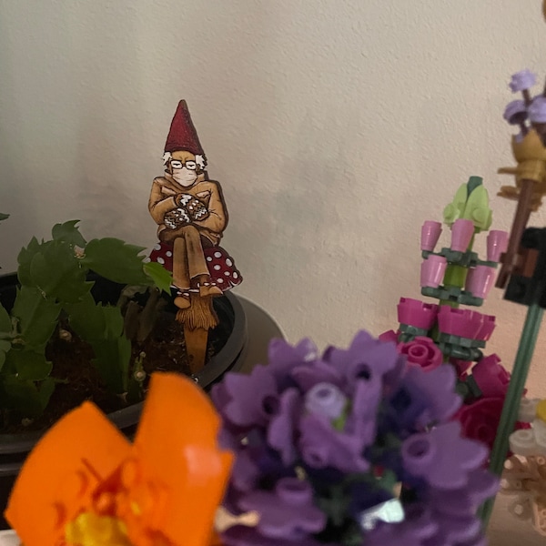 Bern in a Fern - Grumpy Bernie Garden Gnome Plant Stake - Handmade in ...